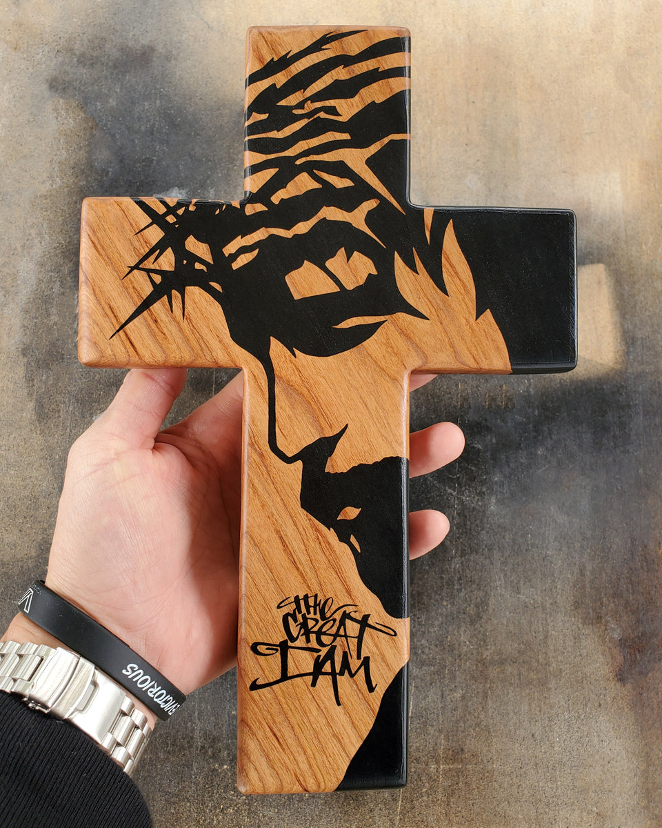 "Great I Am" Cross - Cherry – Gods Brush Strokes